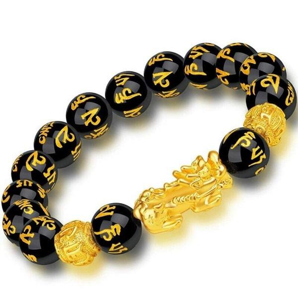 商品名: YGS 黒曜石 風水 Pi Xiu ブレスレット ビーズ 幸運の富を魅了 YGS Black Obsidian Feng Shui Pi Xiu Bracelet Beads Attract Good Luck Wealthブラン...