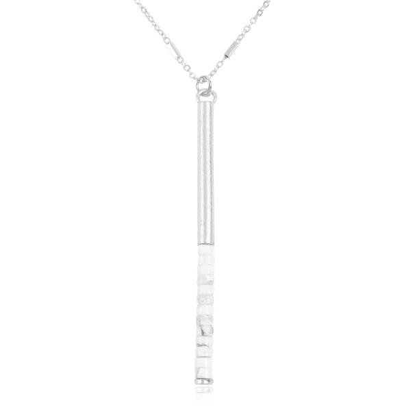 商品名: RIAH FASHION ボヘミアン 天然石 幾何学模様 ペンダント ロングネックレス - シンプル 長方形 バーチャーム 重ね着 ステートメントレイヤー チェーン マーブル クォーツ, ストーン, 宝石なし RIAH FASHI...