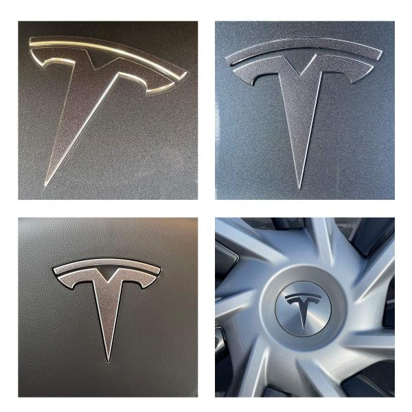 商品名: Tesla Model Y用カスタムカットグラフィックロゴデカールラップ 11ピースセット(ミッドナイトシルバーメタリック) Custom Cut Graphics Logo Decal Wrap for Tesla Model ...