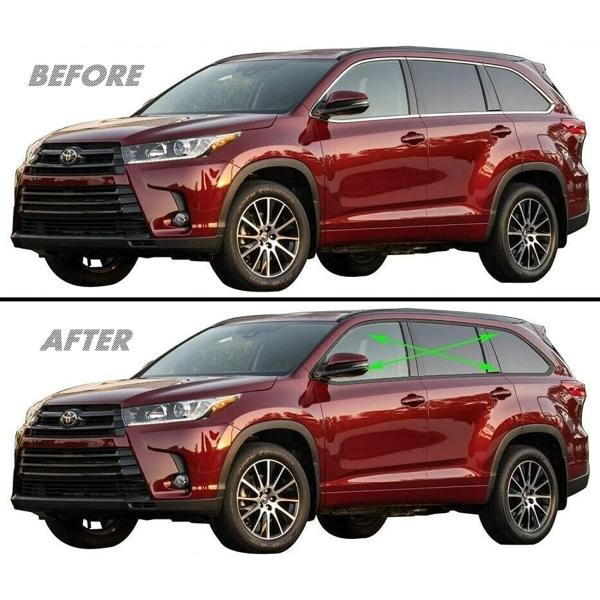 商品名: クロム削除 ブラックアウト ビニール オーバーレイ 2014-2020 トヨタ ハイランダー ウィンドウ トリム (グロスブラック) SlickMod Chrome Delete Blackout Vinyl Overlay fo...