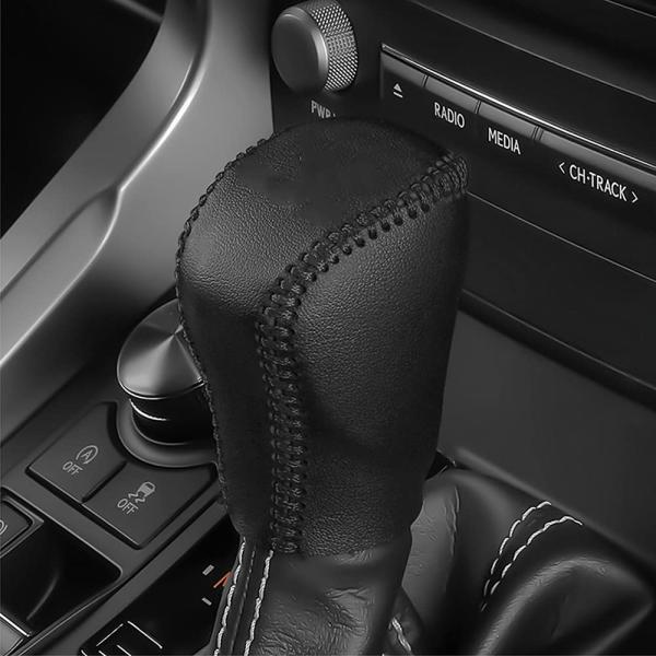 商品名: Great-luck 本革自動ギアシフトノブカバープロテクタートリム、車のインテリアアクセサリー(ブラックステッチ)レクサスES 300h/350 GS/IS/NX 300h/300 RX/UX 200/250h Great-lu...