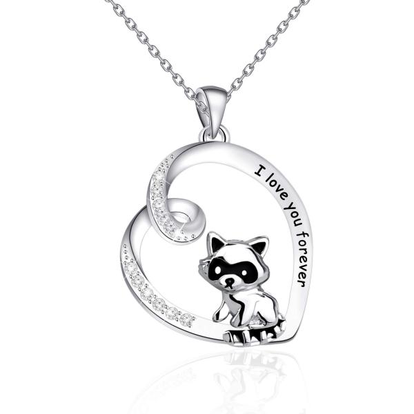商品名: BEKECH アライグマギフト I Love You Forever アニマル アライグマ ラブ ハート ペンダント ネックレス アライグマ ジュエリー アライグマ 恋人 ガールズ レディース 動物愛好家用 BEKECH Racc...