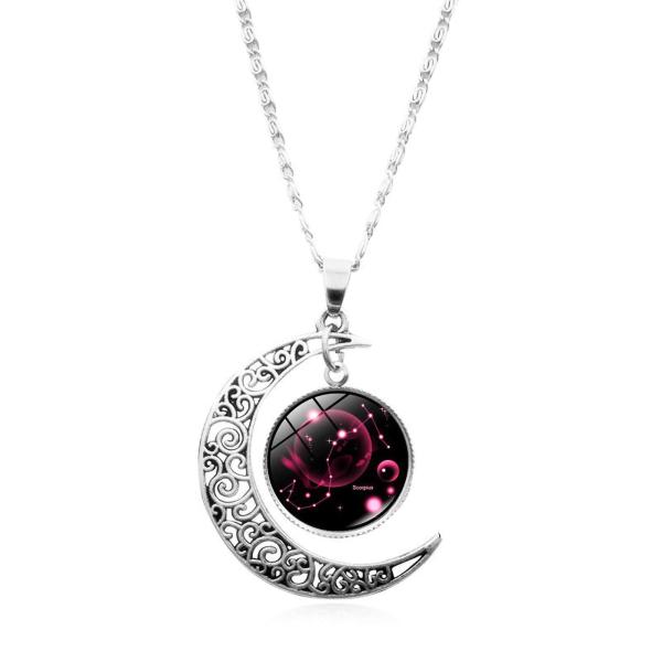 商品名:  12 Constellation Half Moon Zodiac Sign Astrology Horoscope Pendant Necklace,Girls Jewelry Necklace for Women - Sco...