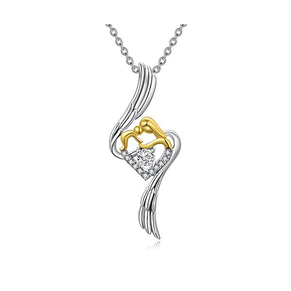 商品名: LONAGO 母子 ネックレス 守護天使 翼 ペンダントネックレス 母 娘 女性 女の子へのギフト LONAGO Mother and Child Necklace Angel Wing Pendant Necklace for ...