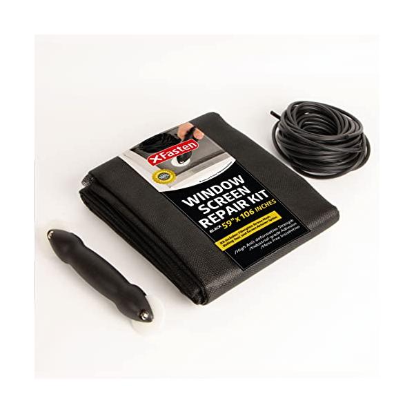 商品名: XFasten ウィンドウスクリーン修理キット 59インチ x 106インチ ファイバーグラススクリーンメッシュ ローリングツール リテーナースプライン ウィンドウスクリーン修理用 パティオスクリーンドア交換用スクリーンドア修理キ...