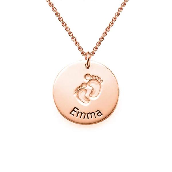 商品名:  LONAGO Personalized Baby Feet Disc Necklace Engrave Any Name Initial Letters Custom Name Round Pendant Necklace Gi...