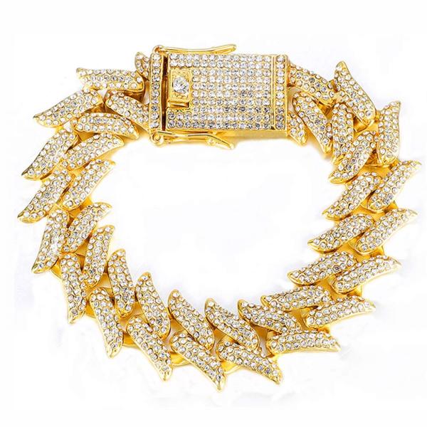 商品名: Apzzic 20mm ゴールドメッキ アイスアウト マイアミ ソーン キューバリンクチェーン ヒップホップ フルキュービックジルコニア 人工ダイヤモンド キラキラチョーカーネックレス ブレスレット メンズ レディース ゴールド ...