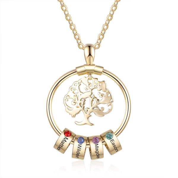 商品名:  Gemszoo Personalized Tree of Life Necklace with 1-5 Name Beads and Simulated Birthstones Mother Daughter Custom Na...