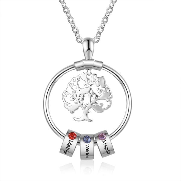 商品名:  Gemszoo Personalized Tree of Life Necklace with 1-5 Name Beads and Simulated Birthstones Mother Daughter Custom Na...