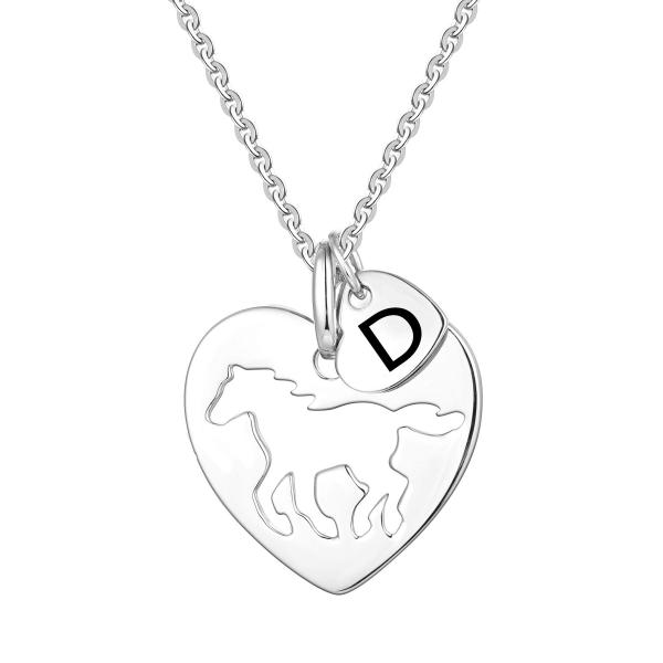 商品名: Starchenie 馬 レターネックレス スターリングシルバー パーソナライズ モノグラム 名前 ハート イニシャルペンダントネックレス レディース ガールズ STARCHENIE Initial Necklace Sterli...