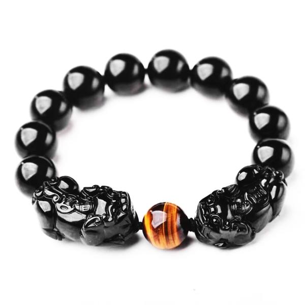 商品名:  WCOCOW Feng Shui Bracelet Black Obsidian Bracelet Double Pixiu/Pi Yao Bracelet Natural Gemstone Bracelet Women Men...