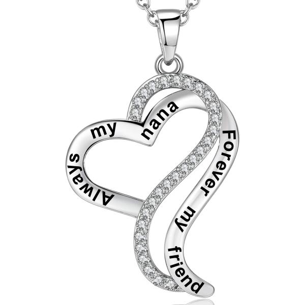 商品名: Aihitero for Nana, Grandma Granddaughter Forever Love ハートペンダントネックレス ローズゴールドファッションジュエリー 女性と女の子に 彼女の誕生日記念日, 金属, キュービッ...