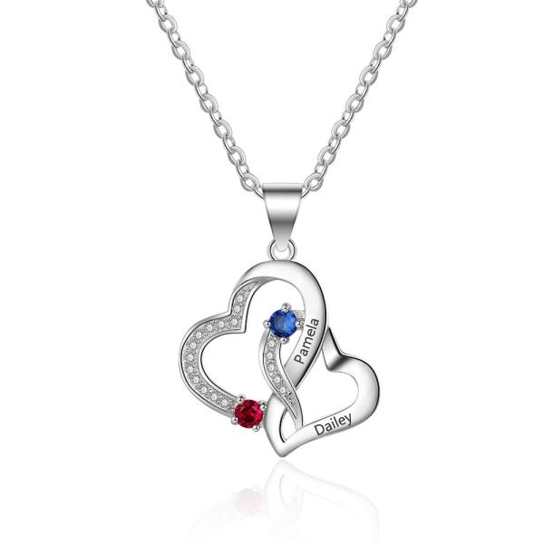 商品名:  ROSI Personalized Mothers Necklace with 2 Birthstones,Custom Name Necklace for Women,Heart Pendant Necklace for Mo...