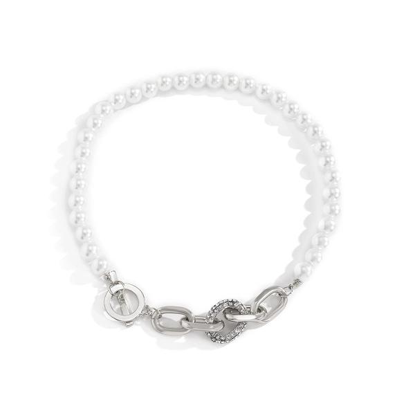 商品名: Asphire ヴィンテージパールチョーカーネックレス トグルクラスプ付き チャンキーオーバルリンクチェーンネックレス パンクフェスティバルステートメントアクセサリー 女性/ティーン/女の子へのギフト (シルバー) Asphire...