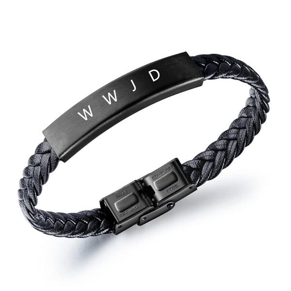 商品名: WWJD HWLF ブレスレット メンズ レディース 上品な編み込みレザー What Would Jesus Do He Would Love First ブレスレット インスピレーションを与える宗教的なリマインダー ジュエリーギ...