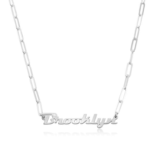 商品名:  Oak&amp;Luna Custom Link Chain Name Necklace with Diamond in Silver 925 18k Gold Plating - Personalized Dainty Wom...
