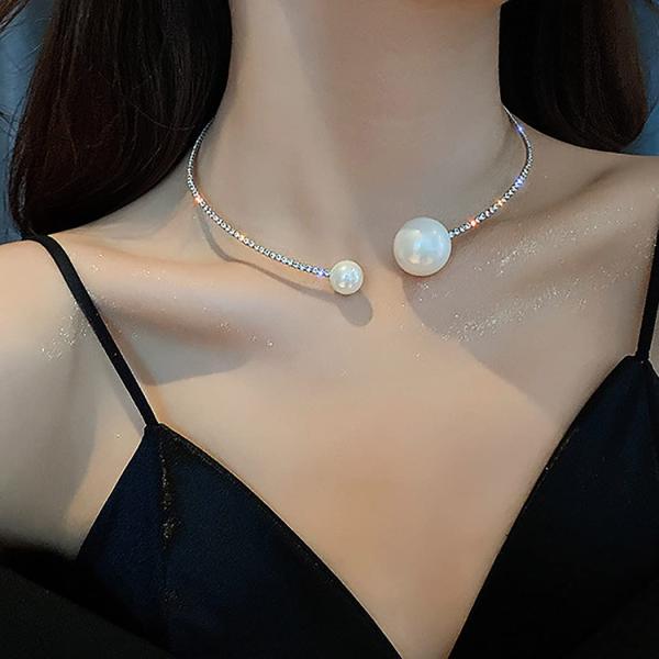 商品名:  Jeairts Cystal Pearl Choker Necklace Silver Rhinestone Adjustable Necklaces Fashion Necklace Jewelry Party Gifts C...