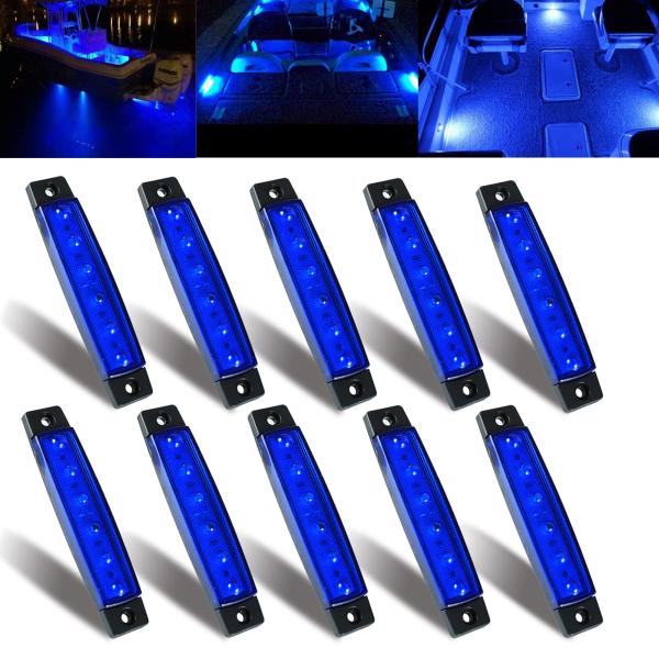 商品名: WIMACT マリンボートライト 12V 防水 ボートインテリア ナビゲーションストリップライト マリンデッキ カーテシー トランサムステップ コックピット照明 釣りポンツーン ヨット ヨット カヤック (10パック) (ブルー)...