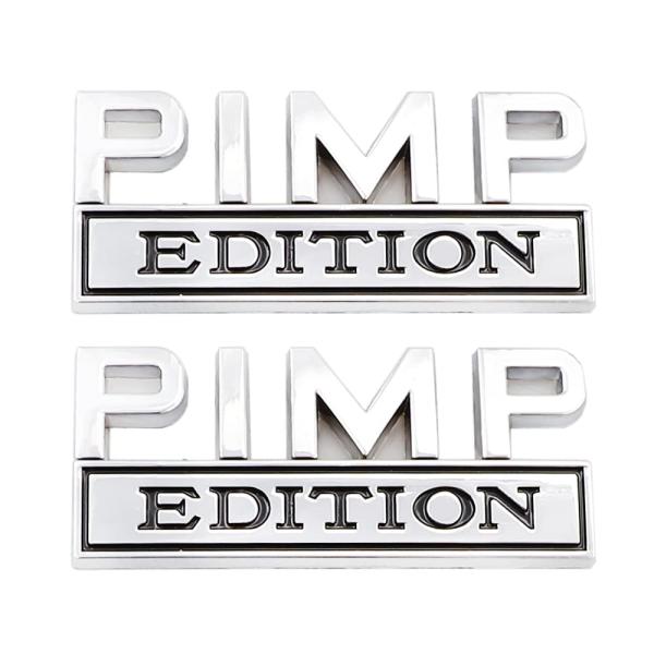 商品名:  CARRUN 2 Pcs Pimp Edition Emblem Car Side Rear Front Hood Trunk Door Bumper Metal Badge 3D Decal Sticker Fit for F...