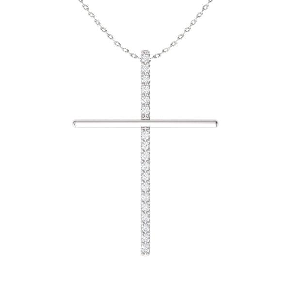 商品名: Diamondere 天然認定ダイヤモンドクロス プチネックレス 14Kホワイトゴールド 0.18カラットペンダント チェーン付き, 金属, ダイヤモンド, Diamondere Natural and Certified Dia...