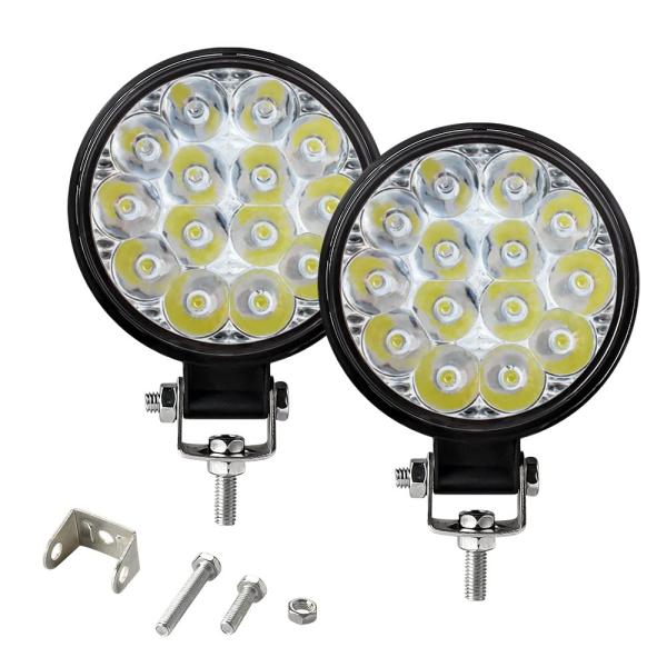 商品名:  Sidaqi LED Round Light Bar 48W 2500LM Flood Light Pod Off Road Fog Driving Roof Bar Bumper for Car,SUV Truck 2PCSブ...