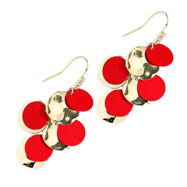 商品名:  Happyyami 1 Pair Red Exaggerated Earrings Chinese Earrings Bridal Jewelry Metal Earrings Asian Earrings Women Drop...