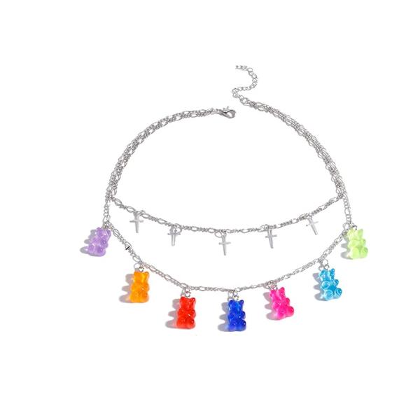 商品名: RUIZHEN 7色 キュート グミベア ネックレス カラフル 樹脂 熊 ペンダント ネックレス レディース ガールズ RUIZHEN 7 Colors Cute Gummy Bear Necklace Colorful Resi...