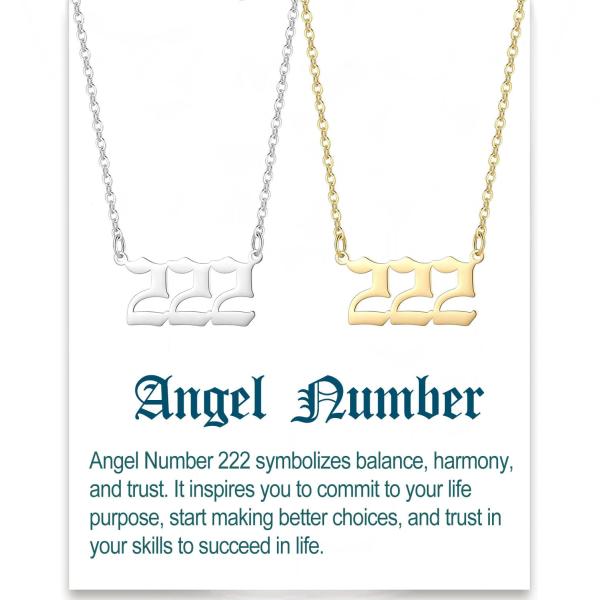 商品名: LAOYOU エンジェルナンバーネックレス レディース ゴールドシルバー 000 111 1111 222 333 444 555 666 777 888 999 天使の数字ネックレス 女の子用 数秘術ジュエリー 低刺激性 変色し...