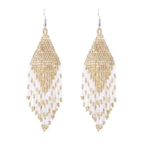 商品名: ロングビーズタッセルイヤリング - ボスミアンカラフルビーズ ハンドメイド ビーズタッセルイヤリング ギフト クリスマス, ガラス, なし。, Long Beaded Tassel Earrings-Bosmian Colorfu...