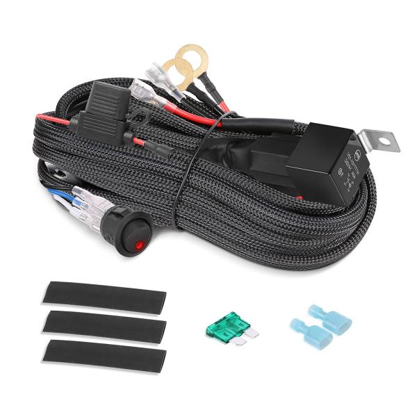 商品名: LTEODCHEW 1 Lead 14.7ft Wiring Harness for LED Light bar, Nylon Covered Kit with Rock Switch&amp;40A Relay&amp;30A ...
