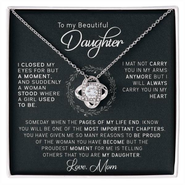 商品名: To My Beautiful Daughter ネックレス 母から娘へのギフト 愛の結び目ネックレス 卒業ギフト 誕生日ギフト 母の日ジュエリー 誕生日プレゼント 時には言葉を見つけるのが難しいこともあります。 John-dhh...