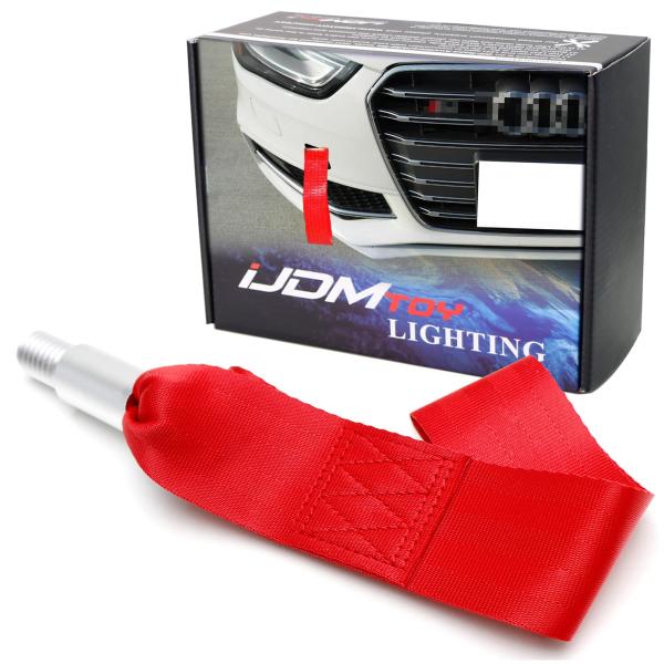商品名: iJDMTOY レーシングスタイル 牽引フックマウント スポーツ レッド 牽引ストラップ 2008年以上のAudi A4 A5 A6 A7 S4 RS4 S5 RS5 S6 S7 RS7などに対応 iJDMTOY Racing S...