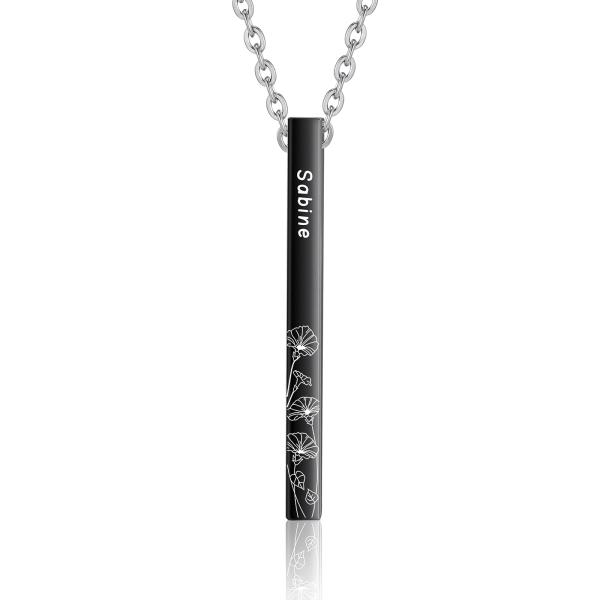 商品名:  ROSI Customized Name Necklaces for Women,Personalized Bar Necklace with Names&amp;Birthstone Flower,Free Engraved ...