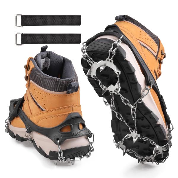 商品名:  Crampons Ice Cleats Walk Traction Snow Cleats for Boots Shoes Men Women 19 Stainless Steel Shoe Chains Anti Slip S...