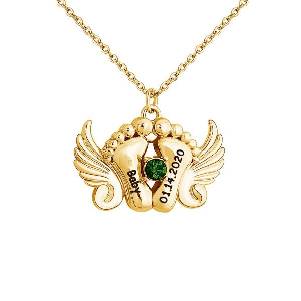 商品名:  Yitoes Personalized Baby Feet Necklace with Photos Engraved Mother and Daughter Name Necklace Women Necklace Gift ...