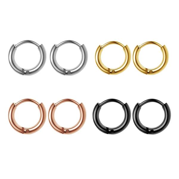 商品名:  4 Pairs Earrings Men Ear Pendant Black Suit for Boys Male Silver Earring Cartilage Hoop Earring Boys Suits Sterlin...
