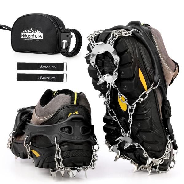 商品名: アイゼン 19本爪 チェーンスパイク 201ステンレス製 スノースパイク 凍った道 雪山 登山 ハイキング 穴釣り 磯釣り 沢登り 転倒防止 耐寒性 耐久性 収納袋付き 男女兼用 Hikenture Ice Cleats Cram...