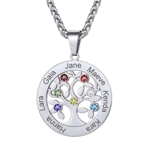 商品名:  KeyStyle Personalized Tree Of Life Custom Name Necklace Stainless Steel Golden Family Tree Women Letter Necklace C...