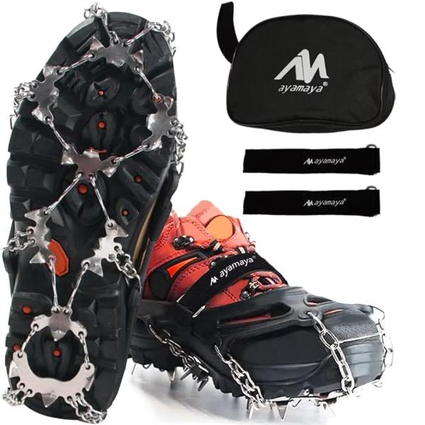 商品名:  AYAMAYA Upgraded 24 Spikes Crampons Ice Cleats for Shoes and Boots - Antislip Stainless Steel Snow Traction Ice Gr...