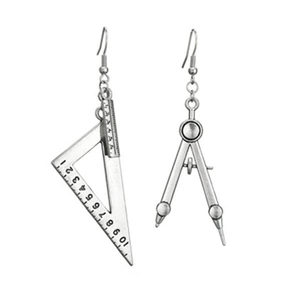 商品名: スプーンフォーク ダングルイヤリング 幾何学模様 ラブハート はさみ ダングルイヤリング レディース ガールズ ゴシックジュエリー, 金属, ラインストーン Hifunny Compasses Ruler Dangle Earri...