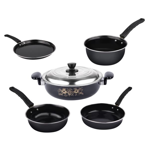 商品名:  5 Piece Kitchen Accessories Set | Non Stick Induction Friendly Cookware | Kadai with Lid , Fry Pan , Tawa , Sauce ...