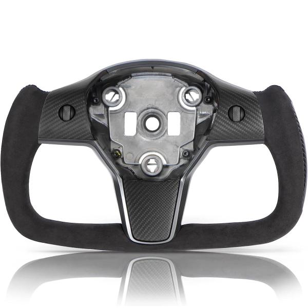 商品名: HANSSHOW Tesla ステアリングホイールヨーク Ellipse 全年式モデル3とモデルYに対応 マットで光沢のあるカーボンファイバートリムパネル ミドルとサイドを装飾 様々なレザー HANSSHOW Tesla Stee...