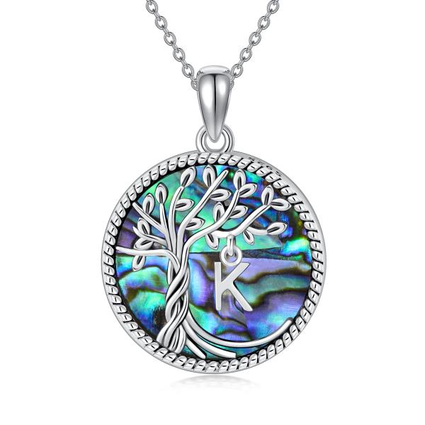 商品名:  iiw Jewelry for Women Initial K Letter Necklace Sterling Silver Family Tree of Life Abalone Shell Pendant Necklace...