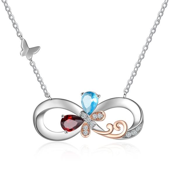 商品名:  ROSI Personalized Necklaces for Women Butterfly Infinity Pendant Necklace with Birthstones Engraved 2-4 Names Cust...