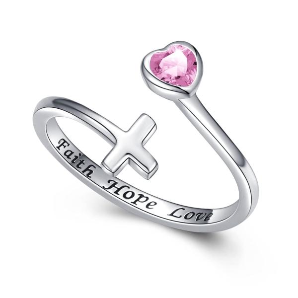 商品名: Faith Hope Love Jewelry 女性用 - 925スターリングシルバー 十字架 調節可能 ラップリング Yペンダント ネックレス インスピレーションジュエリー 彼女 ティーン 女性へのギフト, スターリングシルバー...