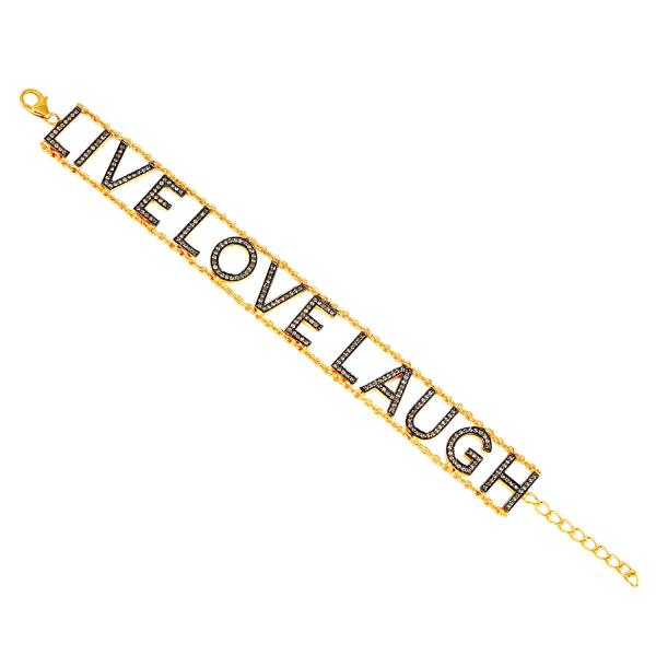 商品名:  Real Diamond Adjustable LIVE LOVE LAUGH 925 Sterling Silver Link Chain Bracelet ? 2.45 Cts Natural Brown Diamonds ...