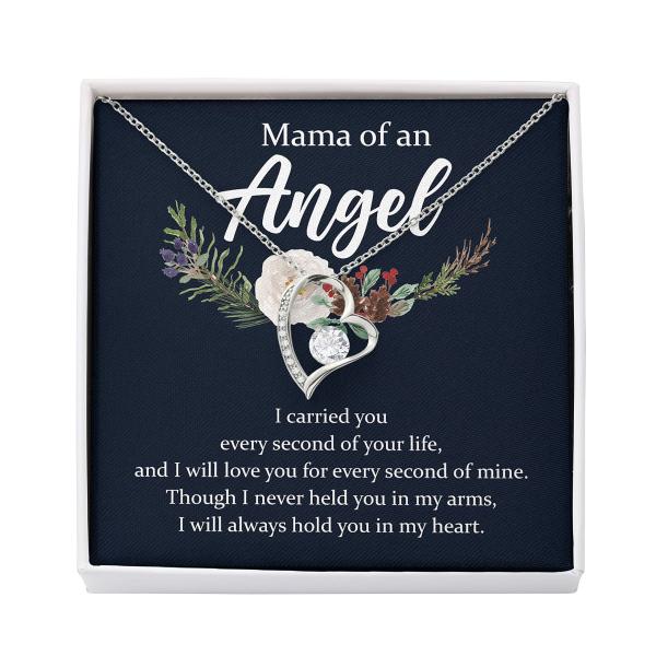 商品名:  Bubble Hugs Miscarriage Necklace Silver Plated Luxury Heart - Mama Of An Angel - for Jewelry for Pregnancy Loss Be...