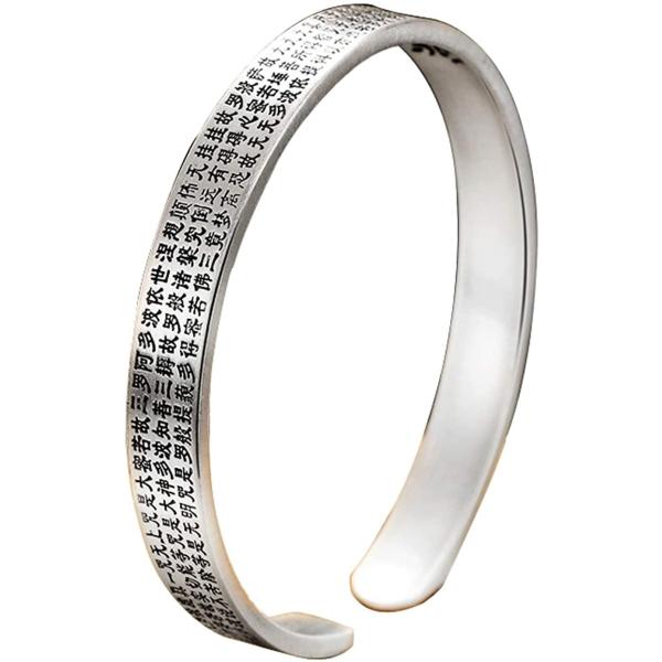 商品名:  Roseheart Classic Sterling 999silver Trendy Metal Chain Link Bracelet with Buddhist Scriptures Style Chain，Anti-St...