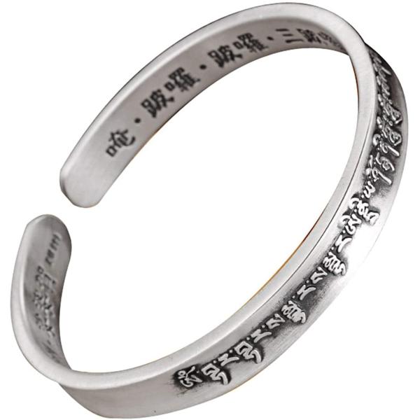 商品名:  Roseheart Classic Sterling 999silver Trendy Metal Chain Link Bracelet with Buddhist Scriptures Style Chain，Anti-St...