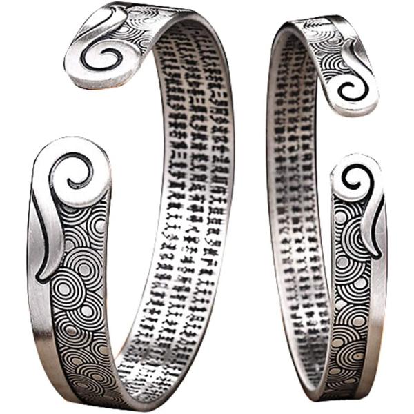 商品名: Roseheart クラシックカップル ペアスターリングシルバー 999シルバー トレンディメタルチェーンリンクブレスレット 仏教聖書スタイルチェーン 静電気防止リストバンド 男女兼用 Roseheart Classic Coup...